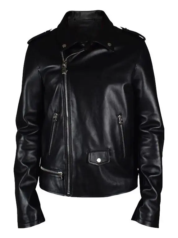 Philipp Plein Leather Biker Jacket - Black