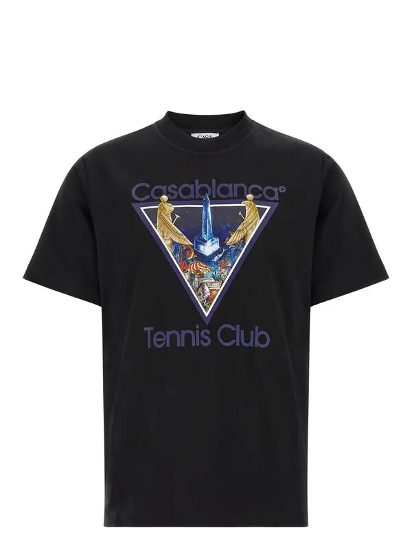 Casablanca Monde Perdu Tennis Club Icon' Print T-shirt - Black