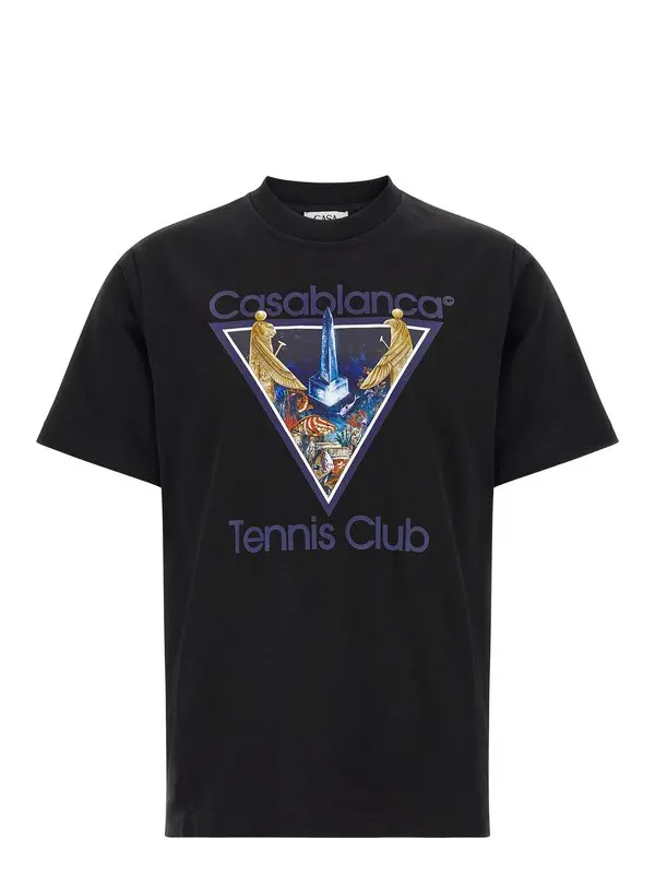 Casablanca Monde Perdu Tennis Club Icon' Print T-shirt - Black