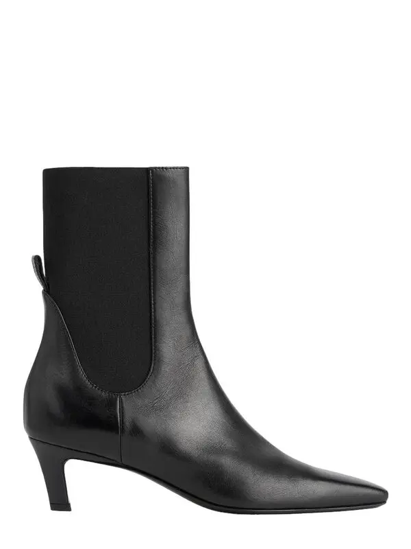 TOTEME Leather Mid-heel Boots - Ebony