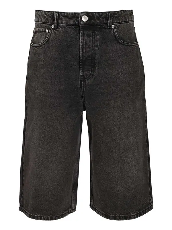 AMI Paris Large Fit Bermuda Shorts Used Denim - Black
