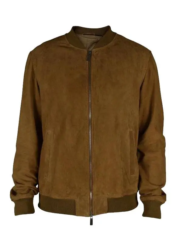 BILLIONAIRE Suede Bomber Jacket - Brown