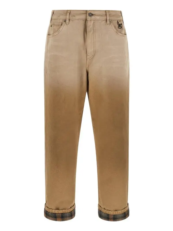 GOLDEN GOOSE Journey Russell Trousers With Check Lapels - Cream
