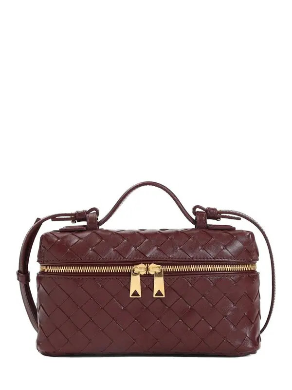 Bottega Veneta Intrecciato Leather Vanity Case Bag - Red