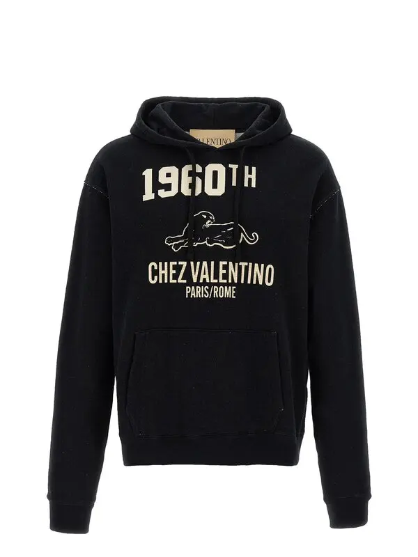 Valentino Garavani Printed Cotton Hoodie - Black