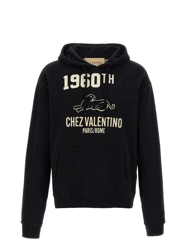Valentino Garavani Printed Cotton Hoodie - Black