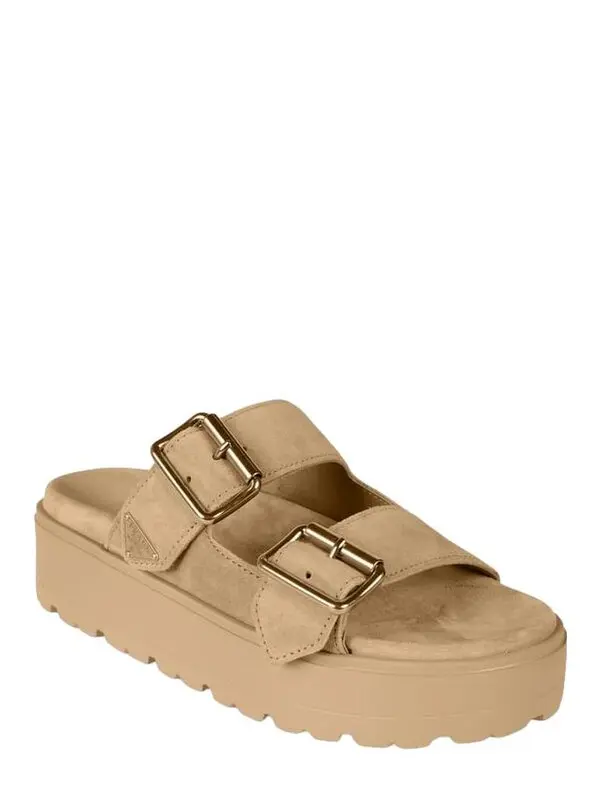 Prada Suede Platform Sandals - Cream