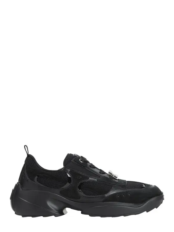 ROGER VIVIER Run Mini Strass Lace-up Sneakers - Black