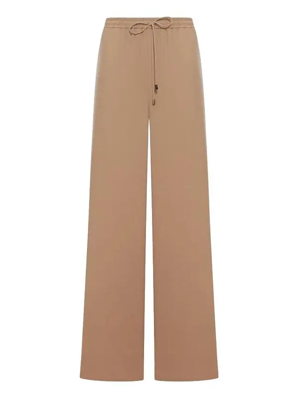 Max Mara Wide Trousers In Washed Silk - Multicolor