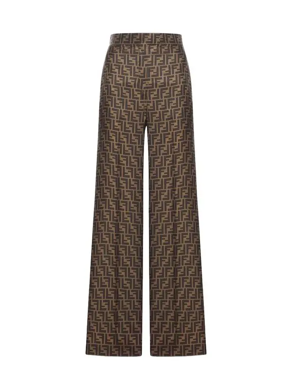 Fendi Ff Twill Trousers - Brown