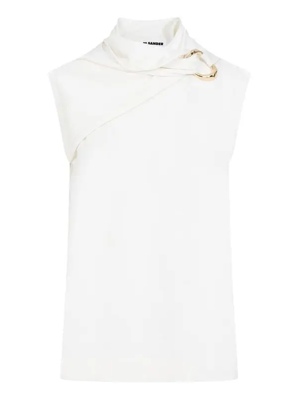 JIL SANDER Draped Knitted Tank Top - White