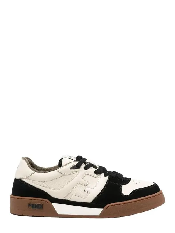 Fendi Leather And Suede Low-top Sneakers - Cream