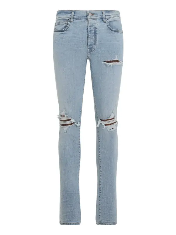Amiri Crochet Leather Mx1 Jeans - Blue