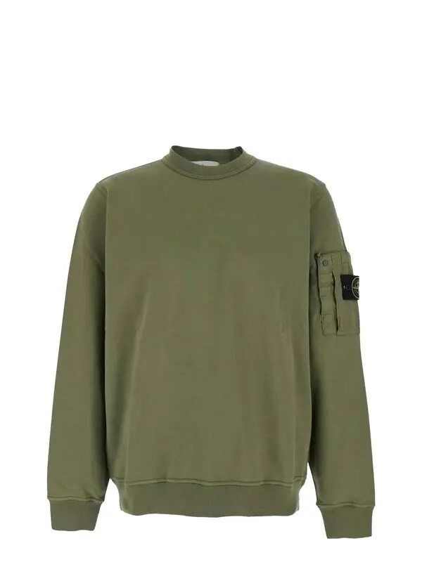 Stone Island Regular Fit Crewneck Midweight Sweatshirt With Pocket - Green