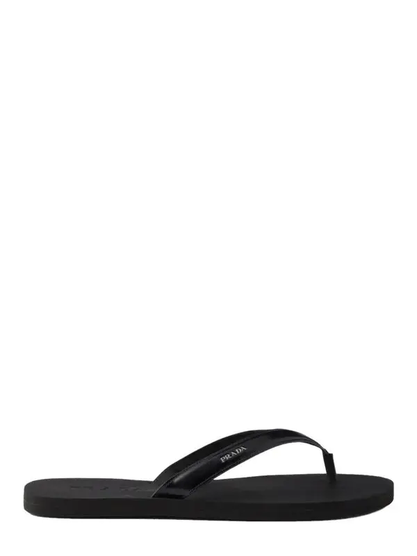 Prada Brushed Leather Flip Flops - Black