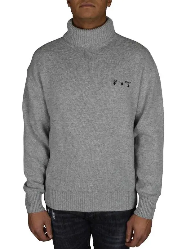 Off-White Turtleneck Sweater - Gray