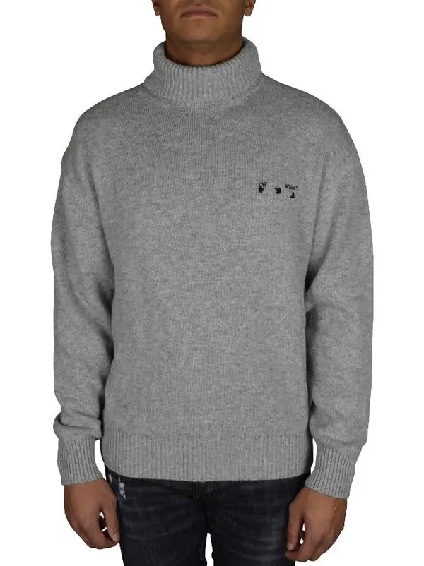 Off-White Cashmere Turtleneck Sweater - Gray