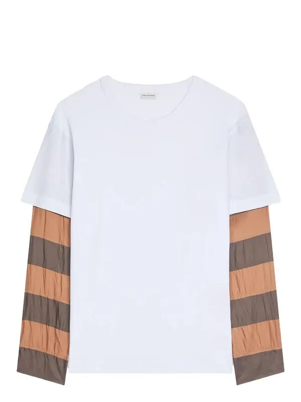 Dries Van Noten Loose Fit Contrast Striped Sleeves T-shirt - White