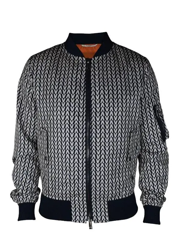 Valentino Garavani Printed Bomber Jacket - Blue
