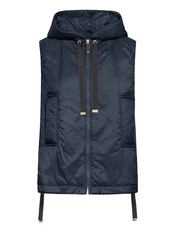 Max Mara Padded Vest With Hood In Waterproof Canvas - Multicolor
