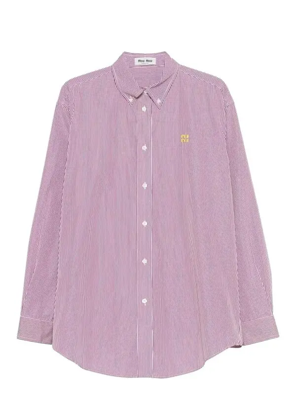Miu Miu Vertical Stripe Cotton Shirt - Red