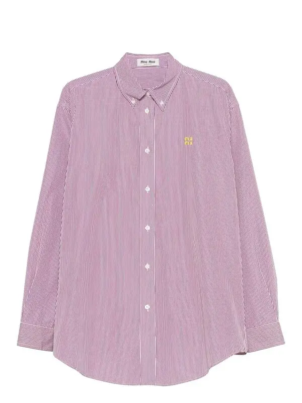 Miu Miu Vertical Stripe Cotton Shirt - Red