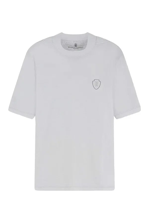 Brunello Cucinelli Technical Fabric T-shirt With Front Logo Patch - Multicolor