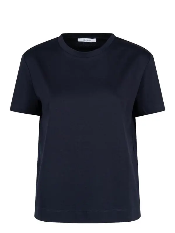 Max Mara Cotton T-shirt With Embroidered Logo On The Back - Blue
