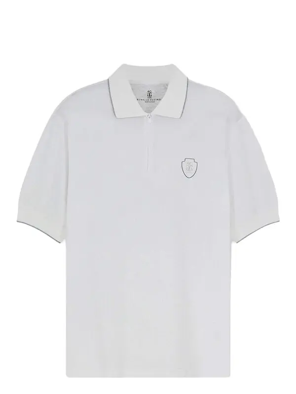 Brunello Cucinelli Technical Fabric Polo Shirt With Embroidered Logo On The Front - Multicolor
