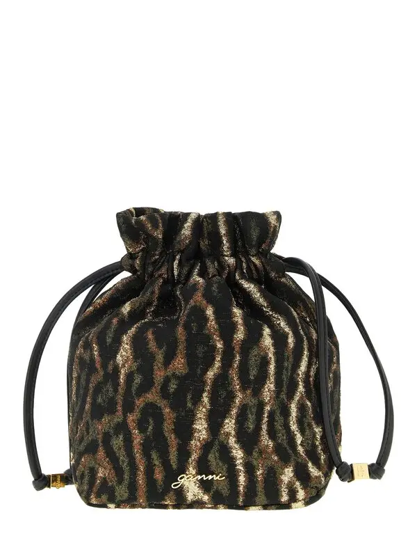 GANNI Metallic Bou Bucket Pouch - Brown