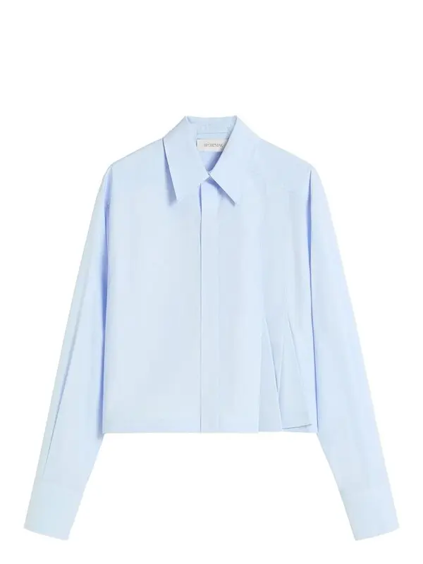 Sportmax Cropped Poplin Shirt With Asymmetrical Pleats - Blue
