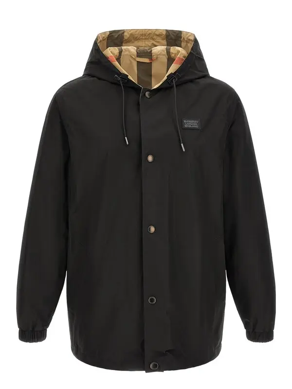 Burberry Elmhurst' Hooded Reversible Jacket - Black