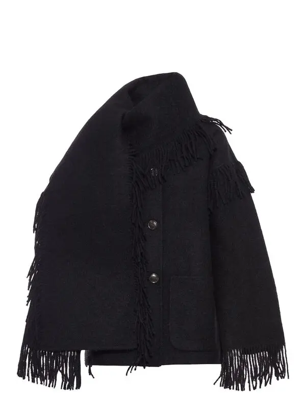 TOTEME Jacket With Fringed Scarf - Black