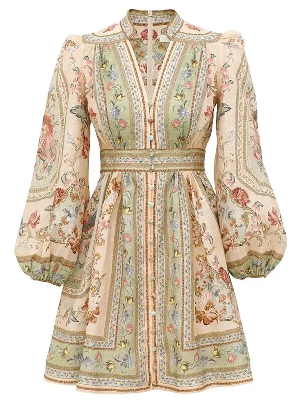 Zimmermann Roselight Low-cut Mini Dress - Green