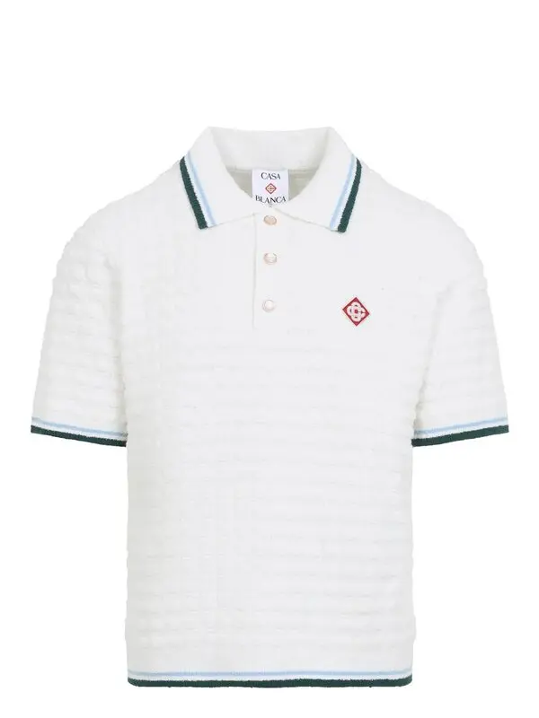 Casablanca Boucle Short-sleeve Knitted Polo - White