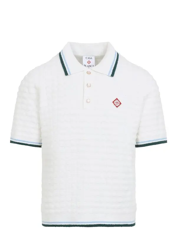 Casablanca Boucle Short-sleeve Knitted Polo - White