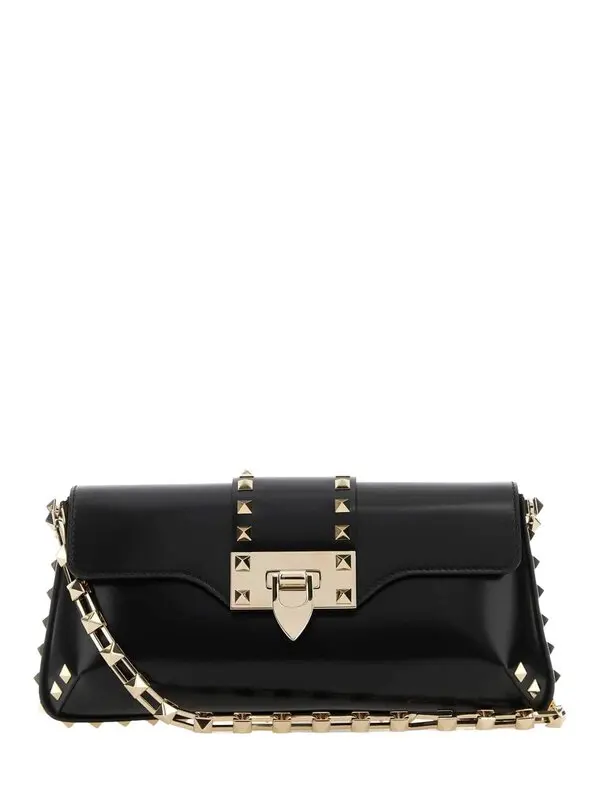 Valentino Garavani Leather Rockstud Shoulder Bag - Black