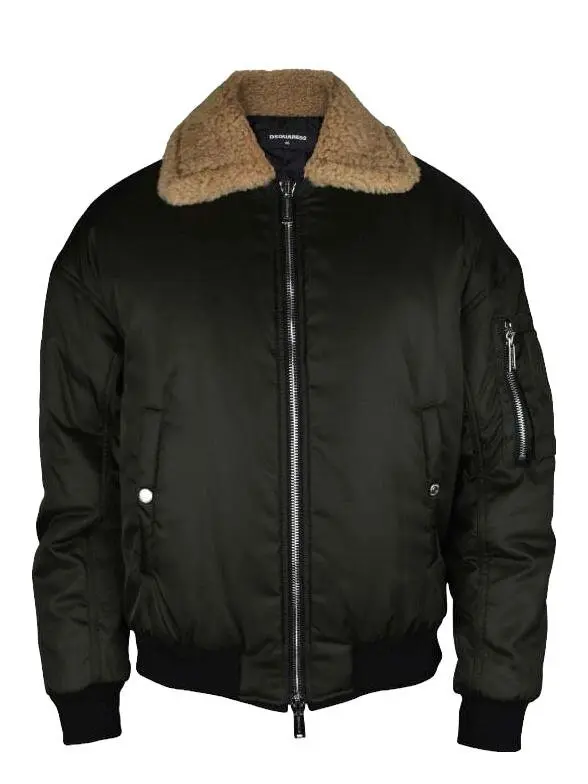 Dsquared2 Shearling Collar Bomber Jacket - Yellow