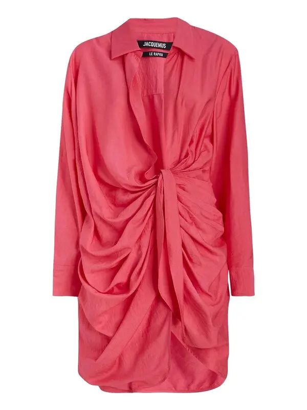 Jacquemus Long Sleeve Draped Shirt Dress - Multicolor