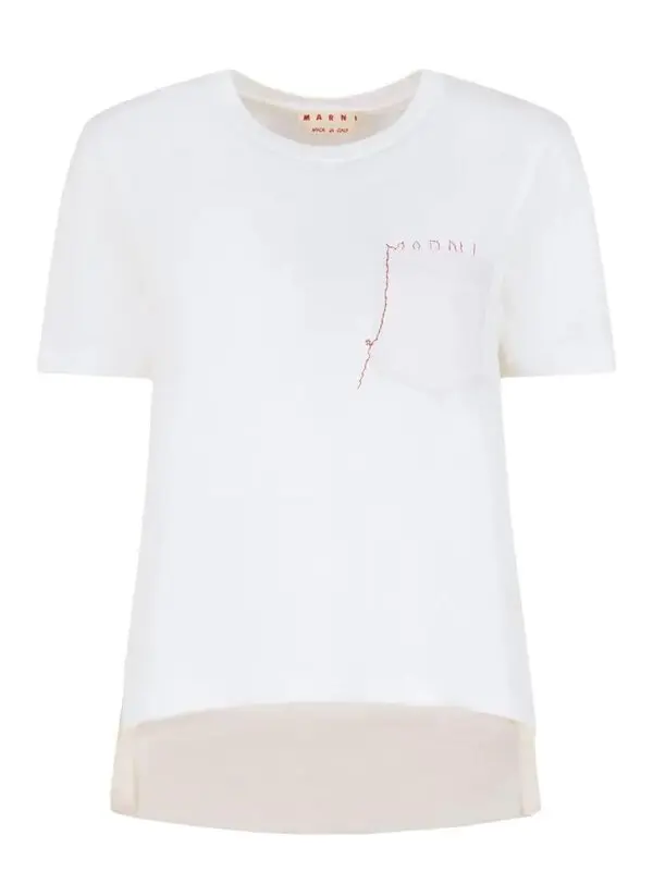 Marni Cotton T-shirt With Embroidered Logo - White