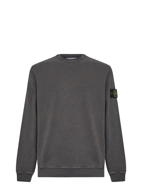 Stone Island Charcoal Grey Slub-effect Malfilé Cotton Sweatshirt - Multicolor
