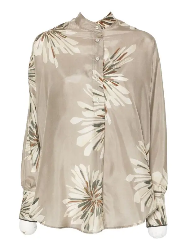 Brunello Cucinelli Printed Silk Shirt - Multicolor