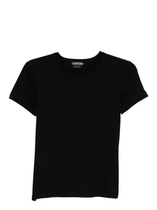 TOM FORD Cotton T-shirt With Tf Logo Embroidery - Black