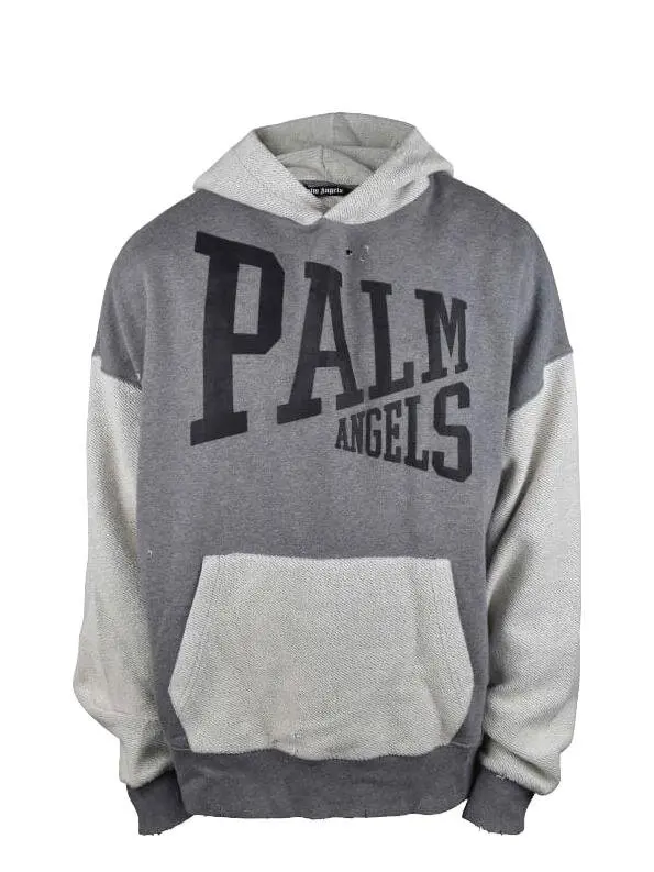 Palm Angels Cotton Hooded Sweatshirt - Gray