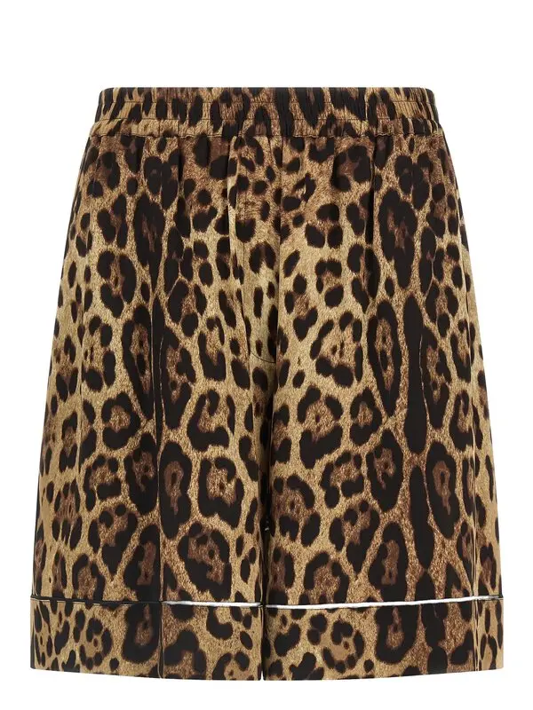 Dolce & Gabbana Leopard Silk Shorts - Brown