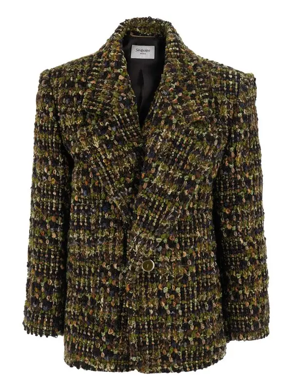 Saint Laurent Wool Blend Single-breasted Jacket - Multicolor