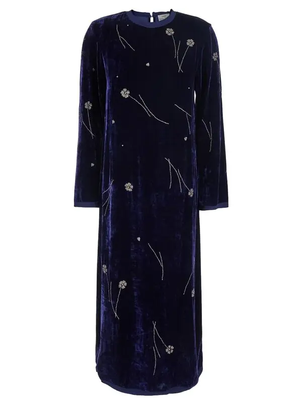 FORTE_FORTE Fleurs D'orient Velvet Floral Embroidered Long Dress - Multicolor
