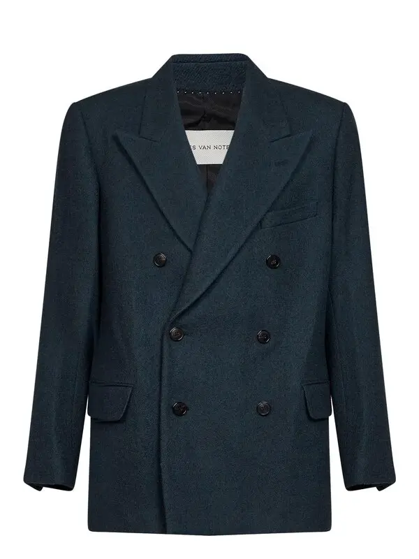 Dries Van Noten Bottle Green Wool Cloth Bosier Double-breasted Jacket - Multicolor