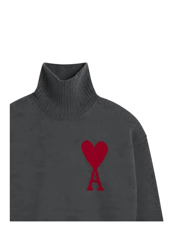 AMI Paris Felted Merino Wool Sweater - Gray