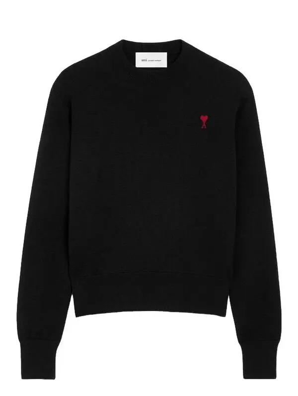 AMI Paris Merino Wool Pullover - Black